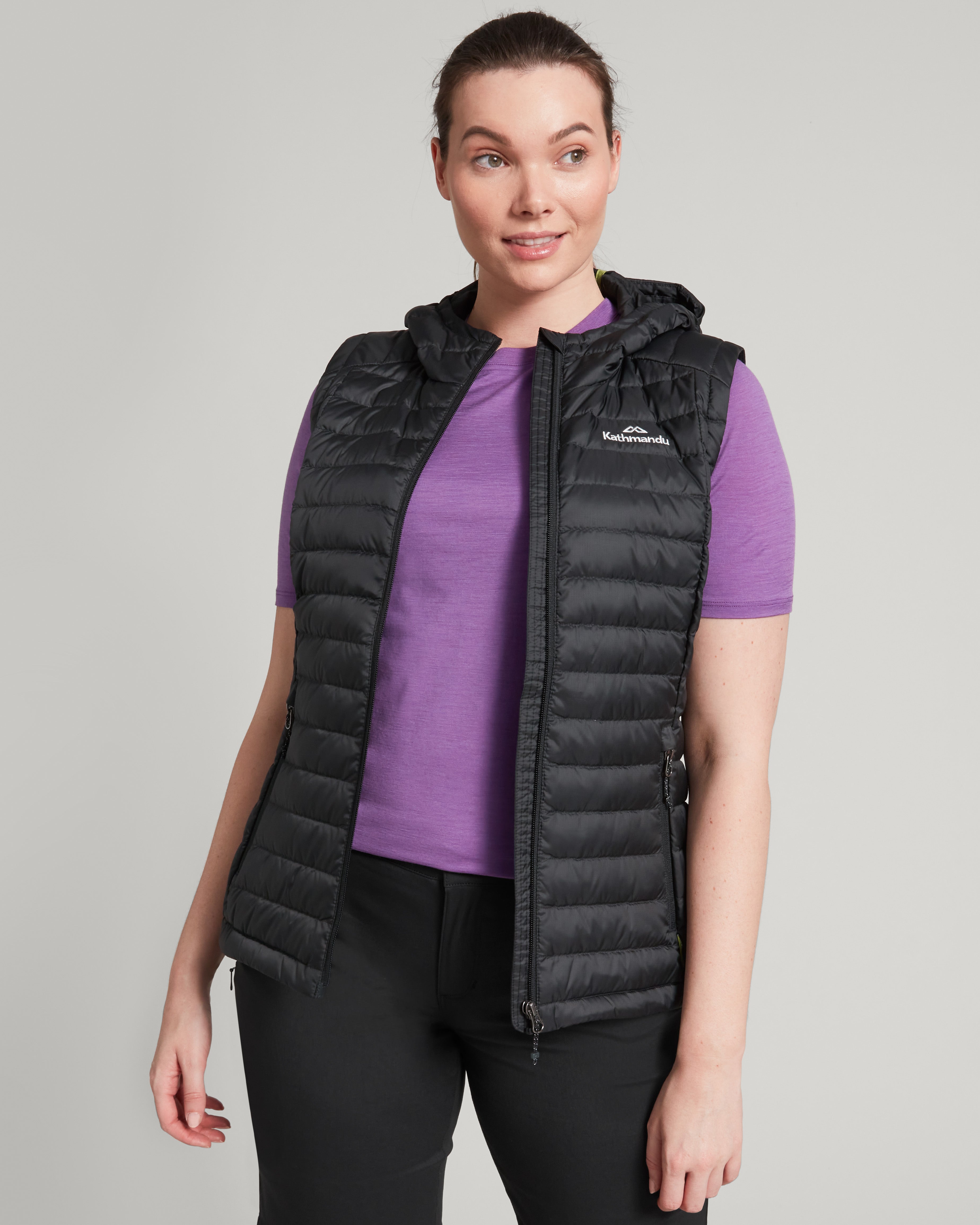 Women's Heli Hooded Down Vest - Black – Kathmandu AU
