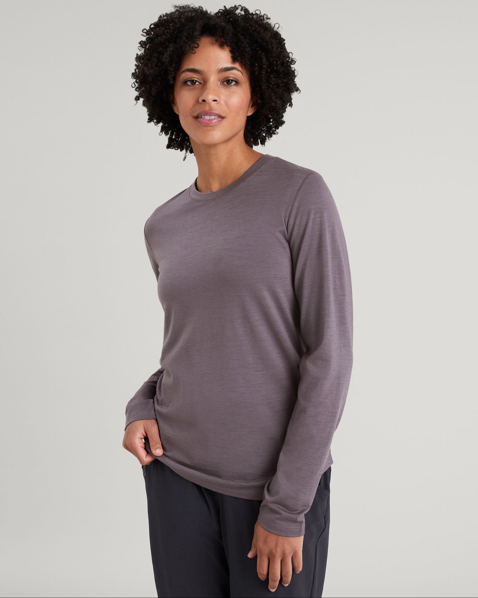 Women's 100% Merino Long Sleeve Crew Top - Light Quartz – Kathmandu AU
