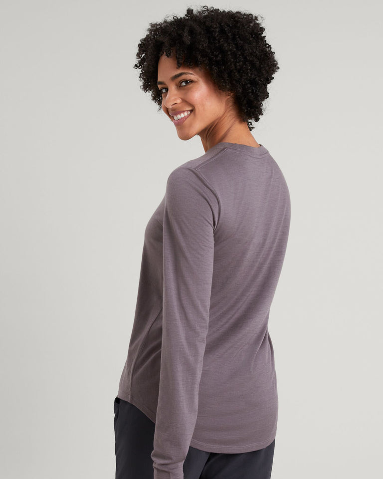 Women's 100% Merino Long Sleeve Crew Top - Light Quartz – Kathmandu AU