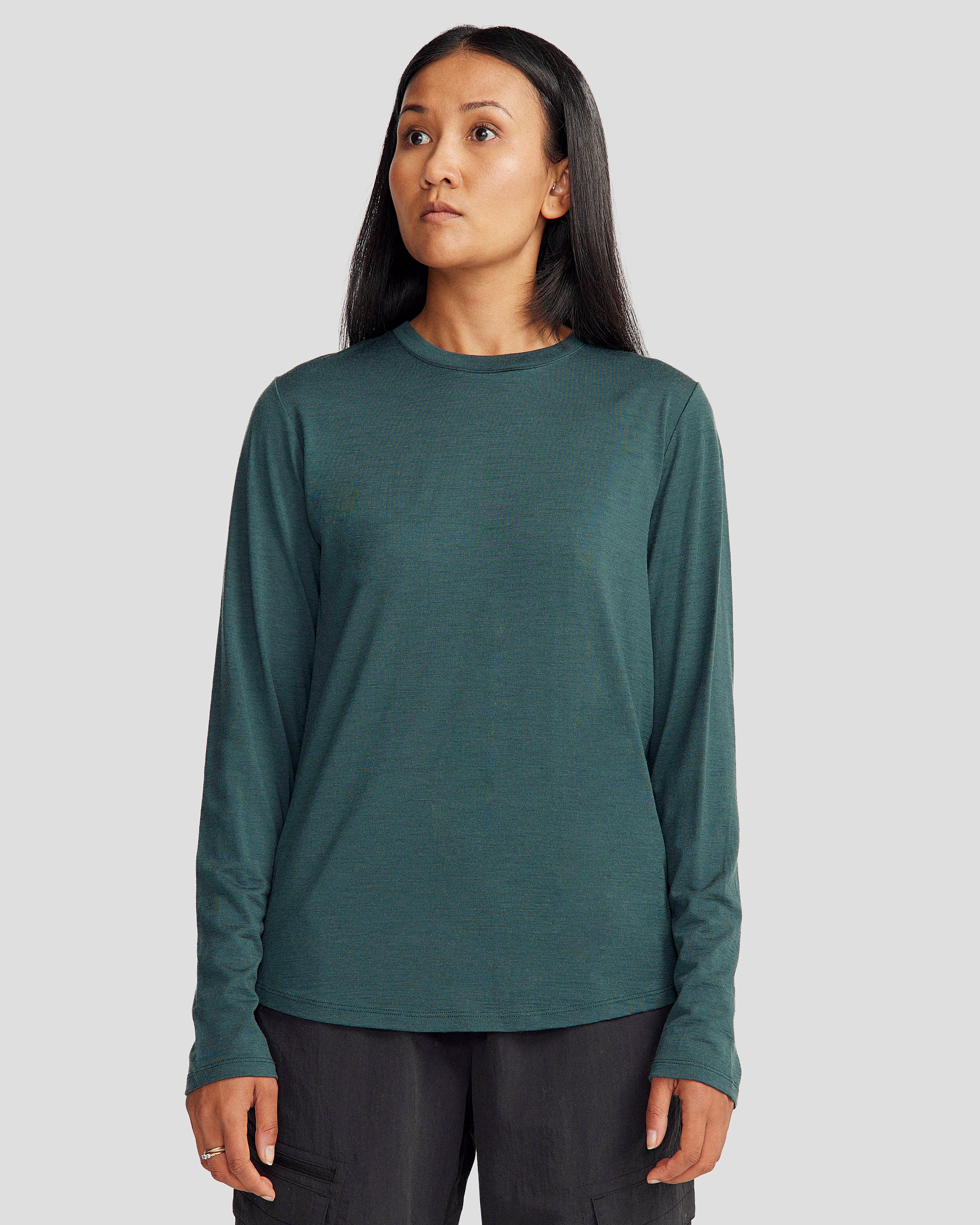 Women's 100% Merino Long Sleeve Crew Top - Deep Forest – Kathmandu AU