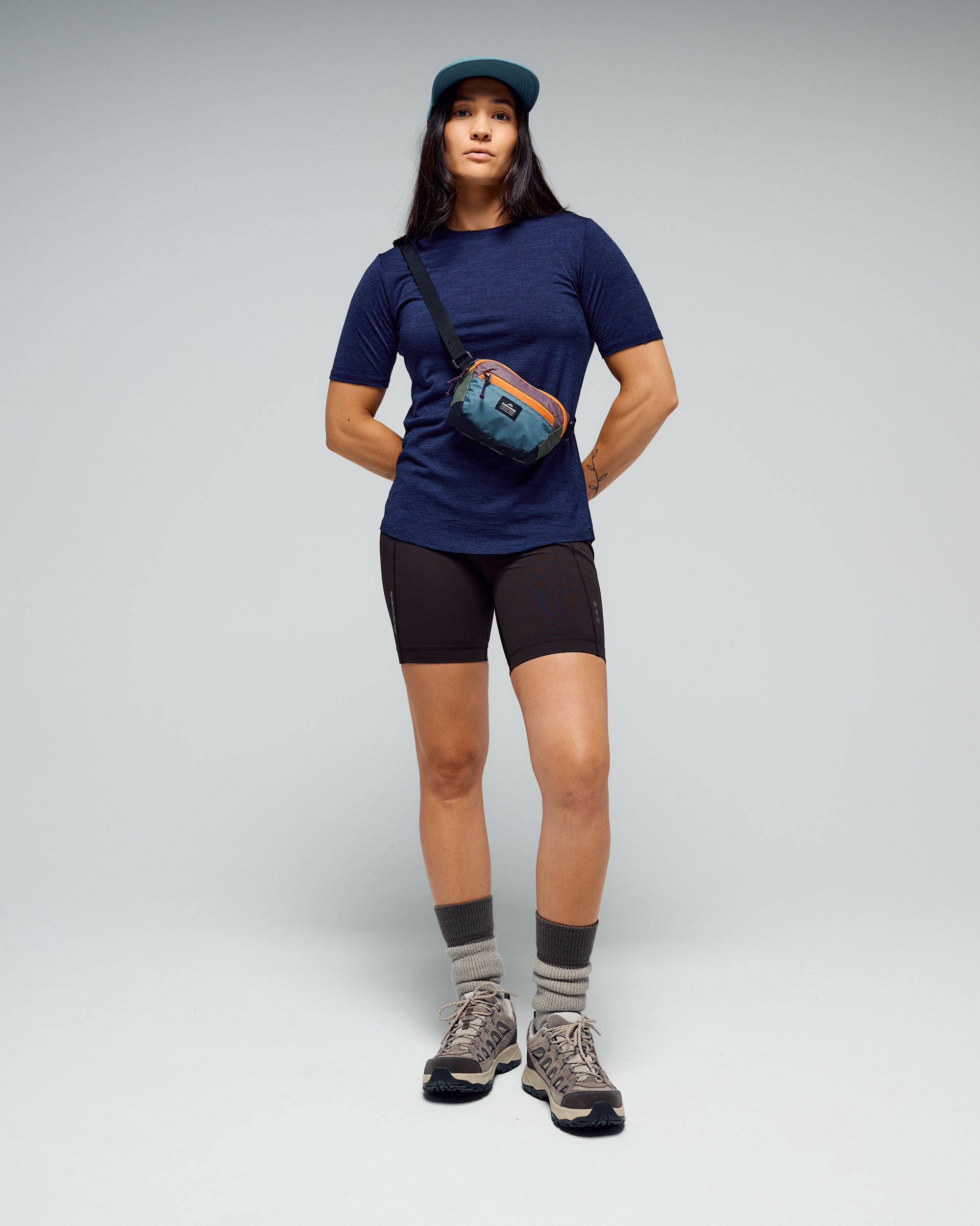 Women's 100% Merino Short Sleeve Crew Top - Midnight Navy Marle ...
