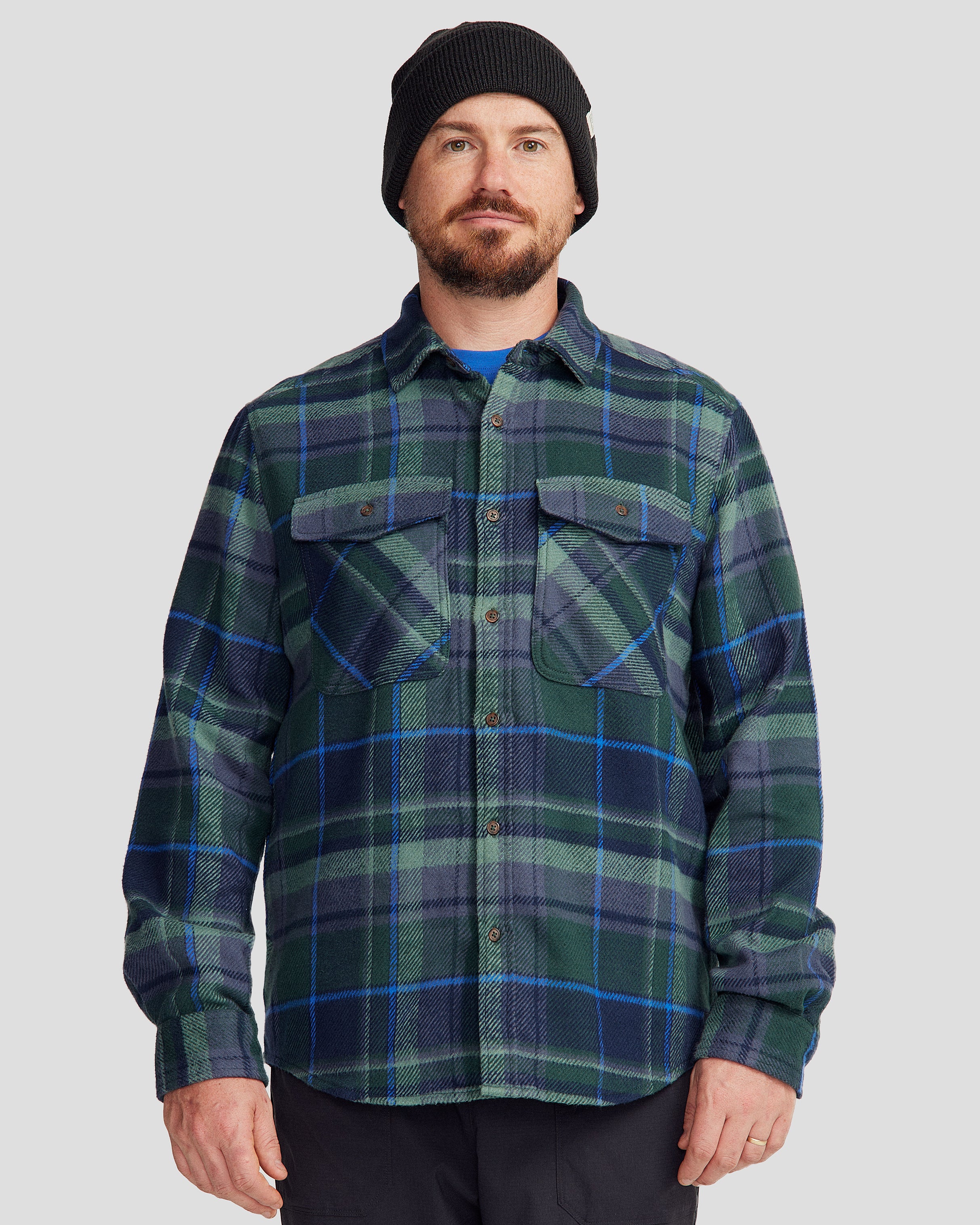 Men's Huntly Long Sleeve Shirt - Hut Plaid Deep Forest – Kathmandu AU