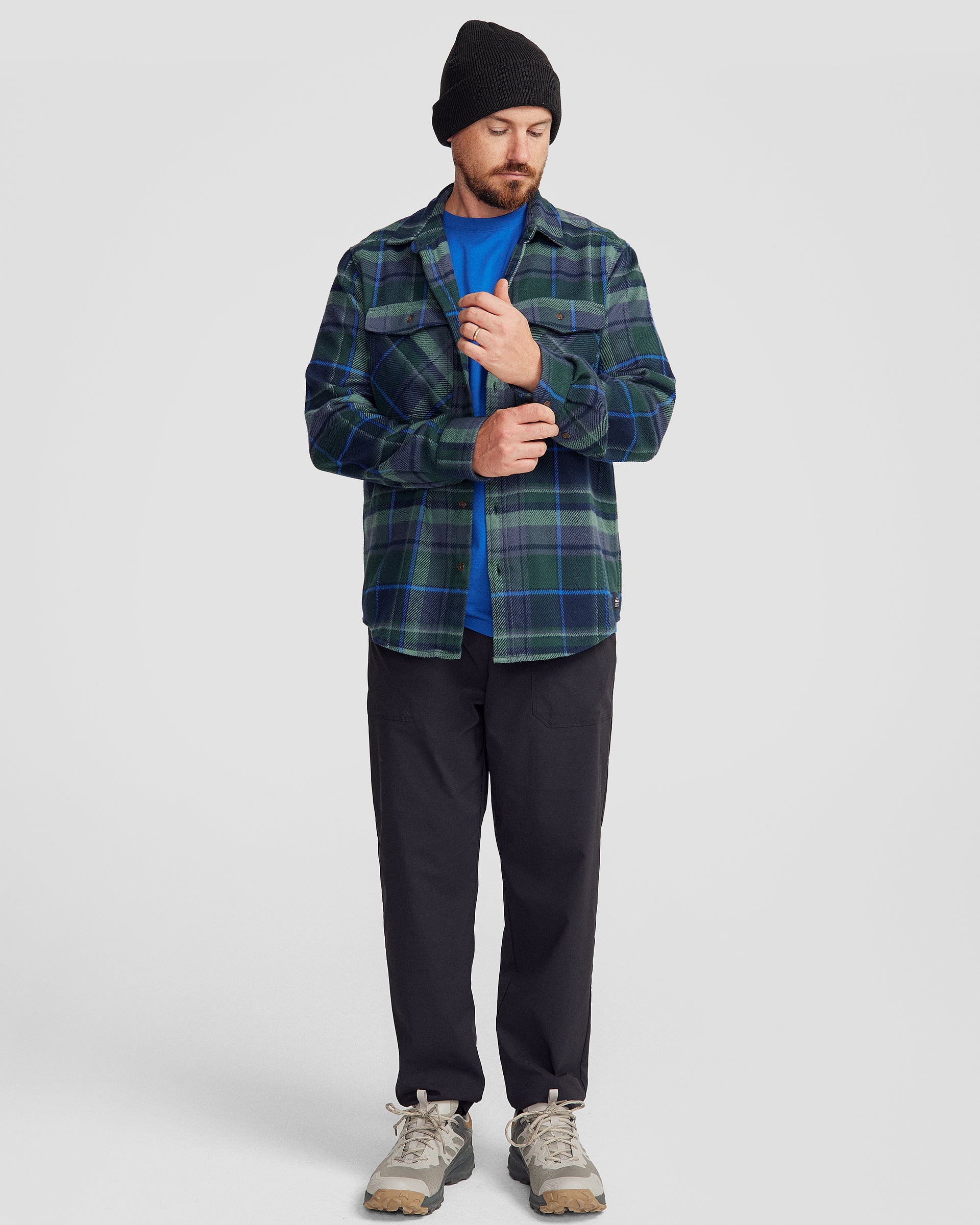 Men's Huntly Long Sleeve Shirt - Hut Plaid Deep Forest – Kathmandu AU