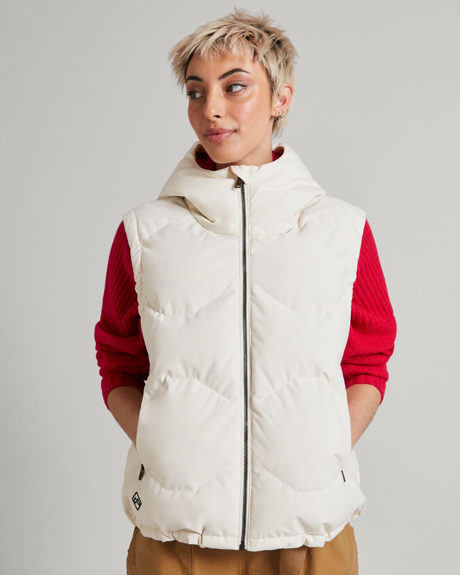 Women's Frisco X Hooded Down Vest - Natural – Kathmandu AU