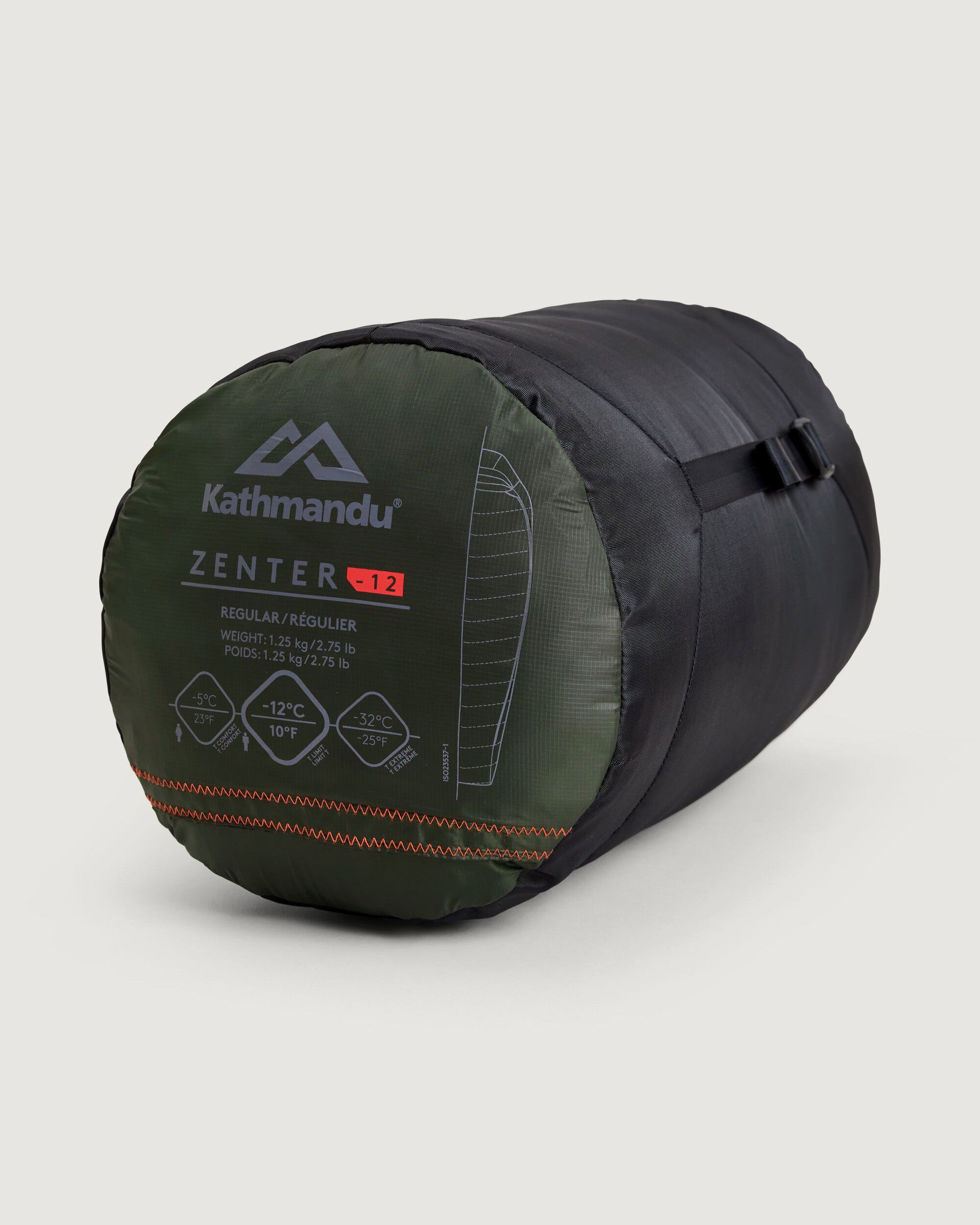 Zenter -12°C Down Sleeping Bag - Regular - Dark Moss – Kathmandu AU