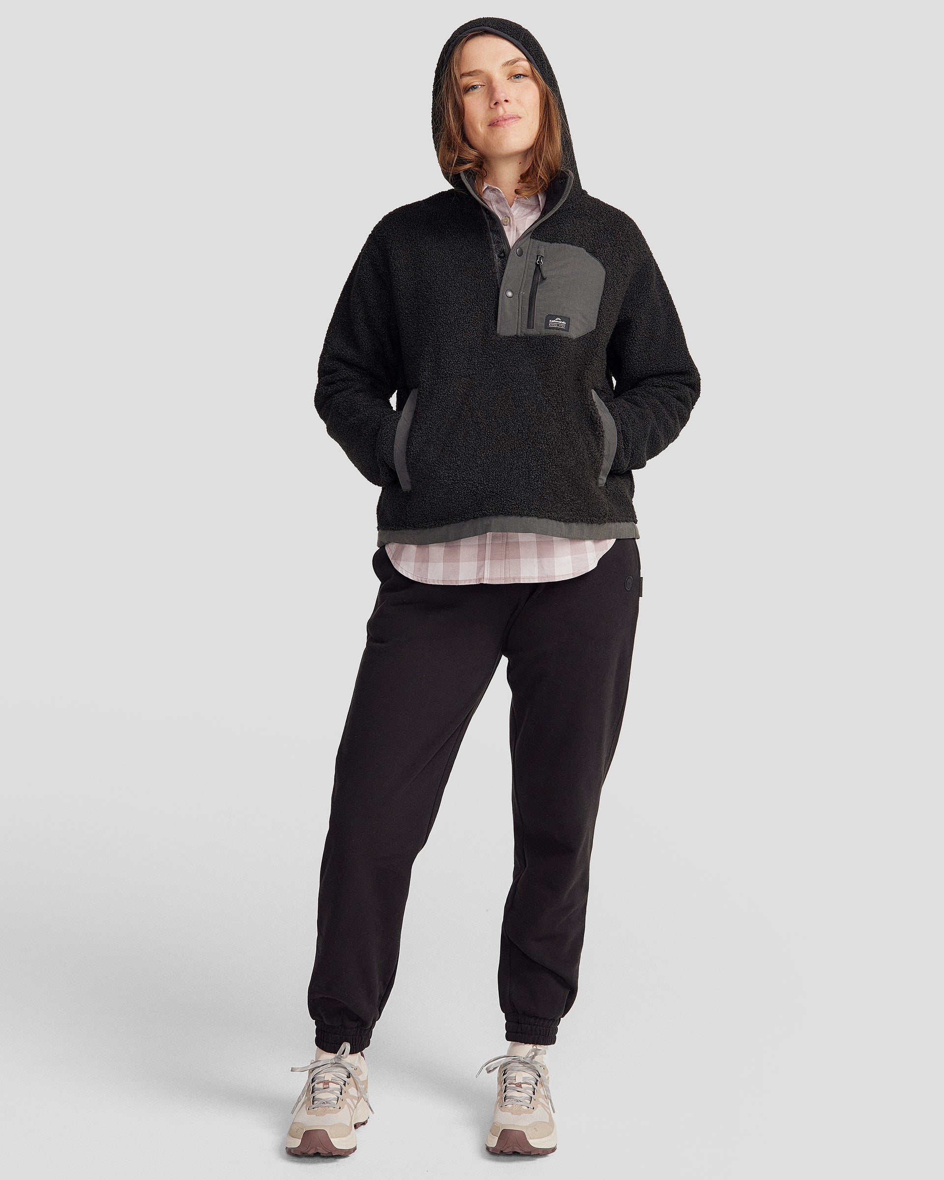 Women's Co-Z High Pile Hooded Pullover v2 - Black Stingray – Kathmandu AU