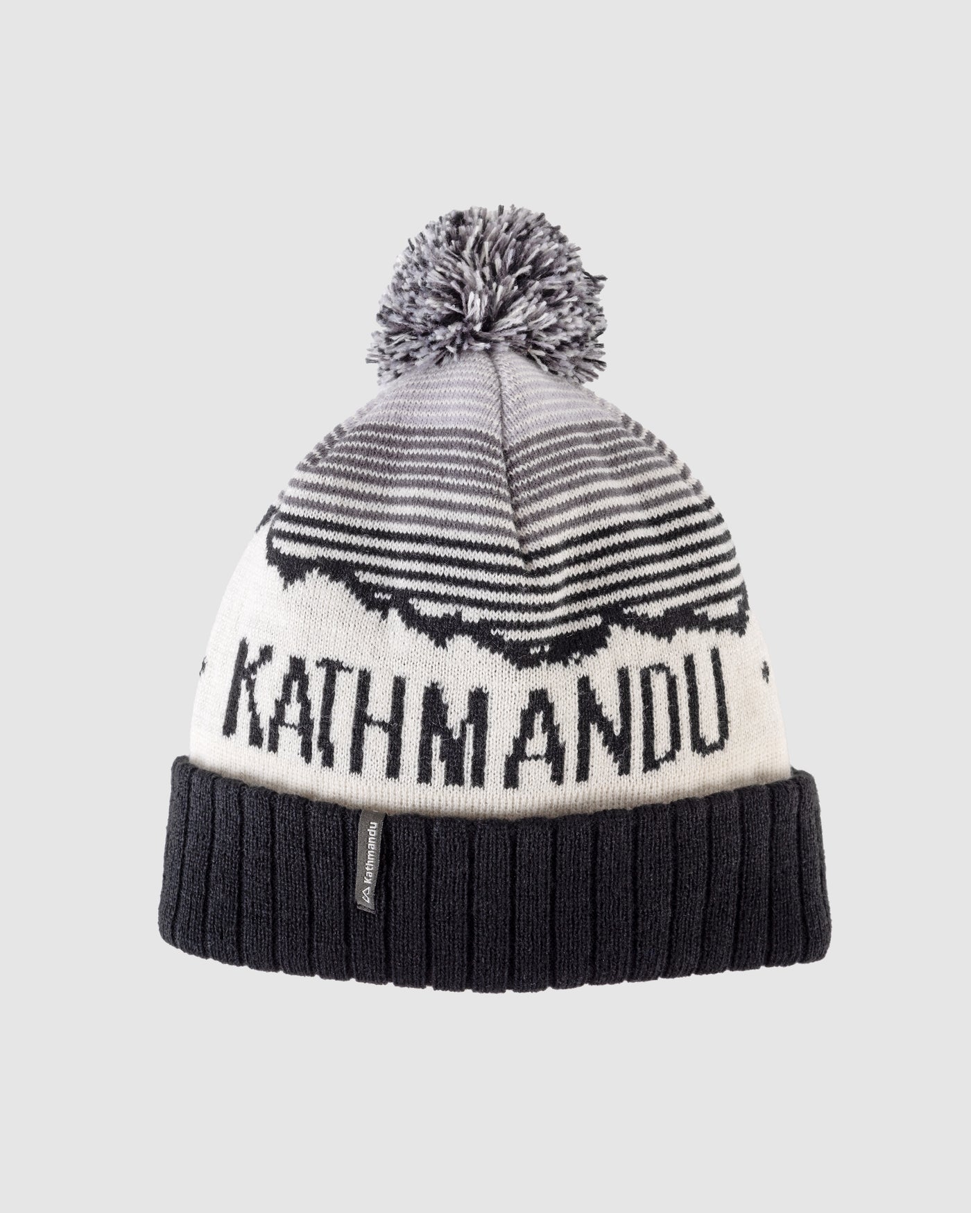 Kids' Mountain Skies Pompom Beanie - Black/White/Grey – Kathmandu AU