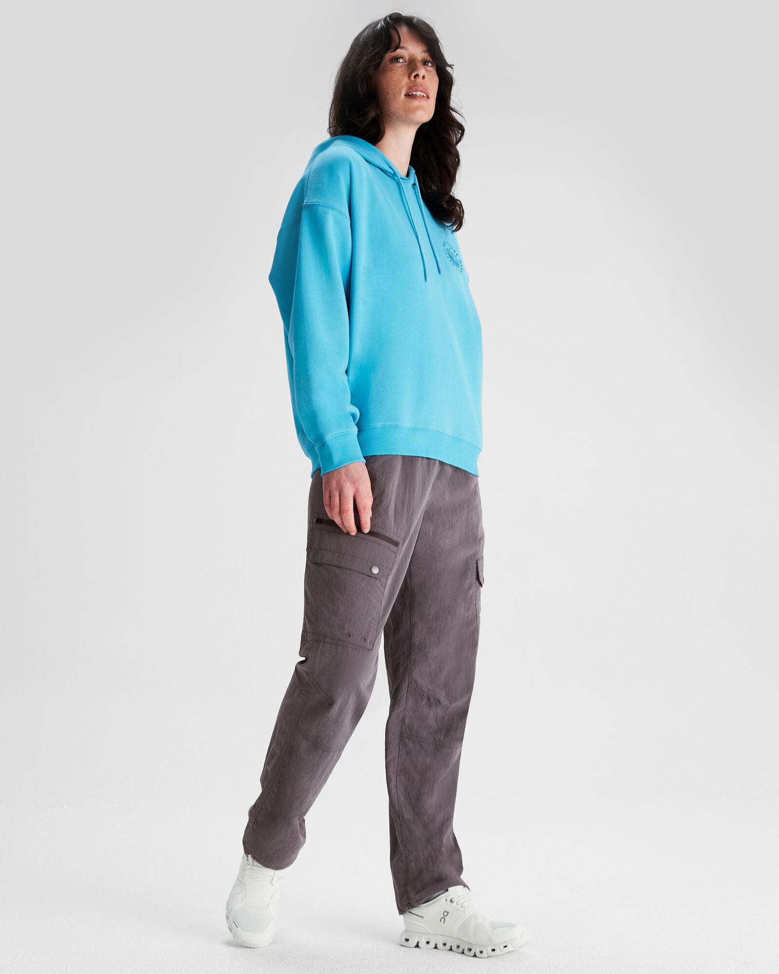 Women's OT Logo Slouchy LT BB Hoodie - Light Sea – Kathmandu AU