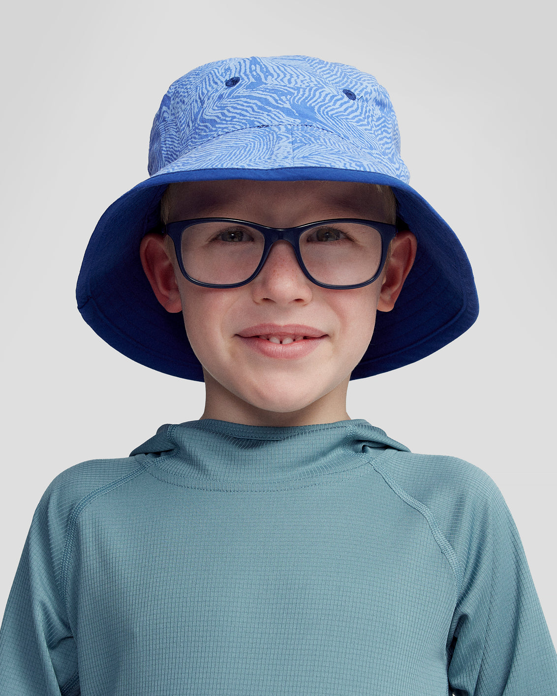 Kids’ Reversible Bucket Hat - Bright Navy/Peri Nature Lines Print ...