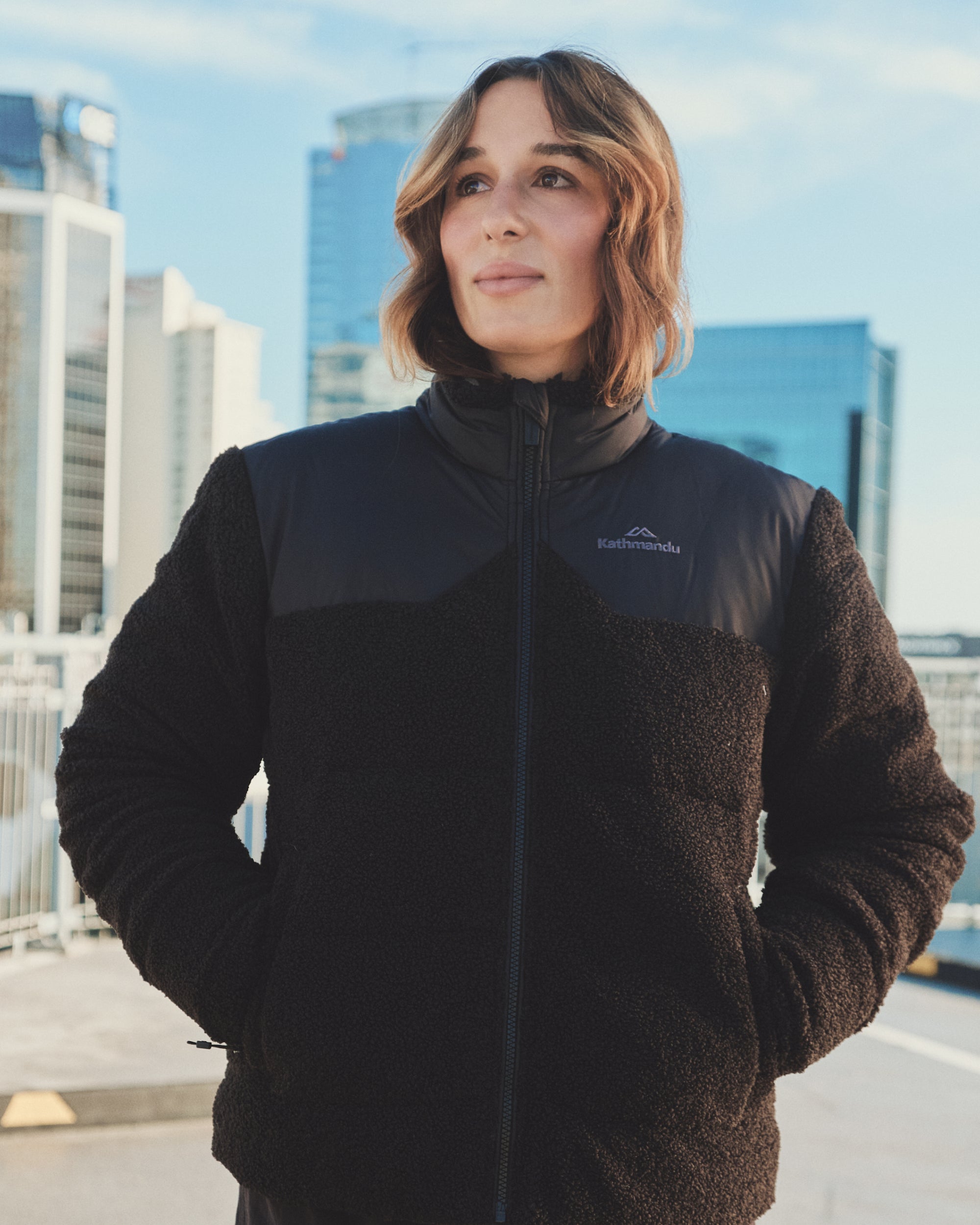 Women's Epiq Hybrid Fleece Jacket - Black Stingray – Kathmandu AU