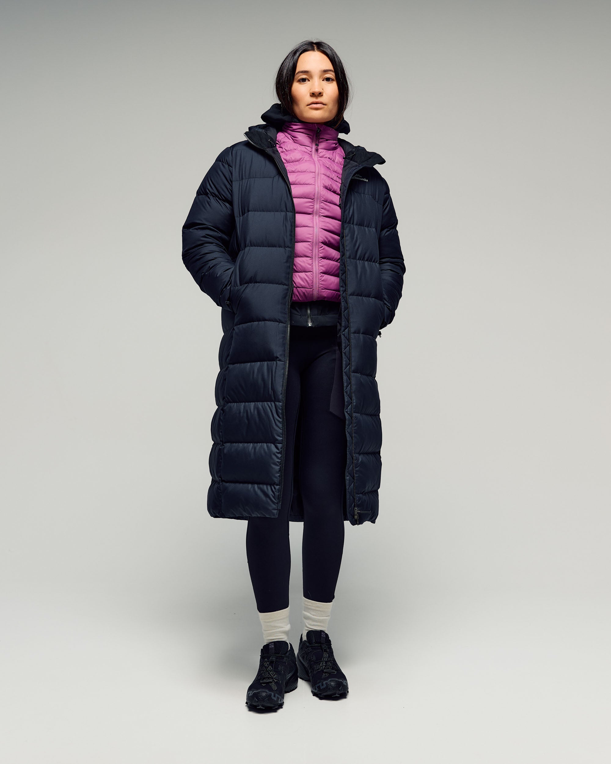 Women's Epiq Down Hooded Long Parka v2 - Black/Black – Kathmandu AU